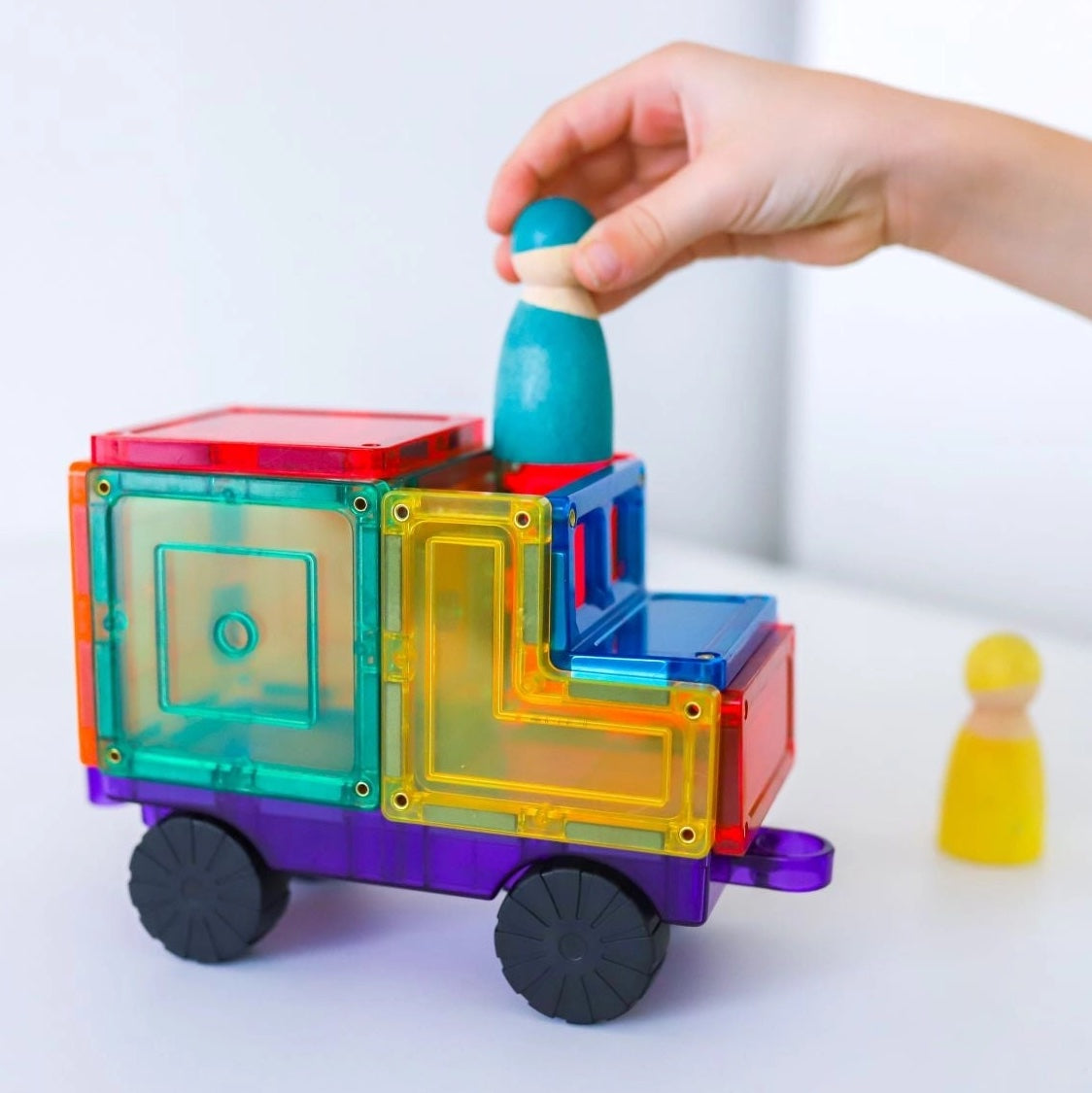Learn & Grow Magnetic Tiles - Car Pack (28 Piece) | Montessori Child
